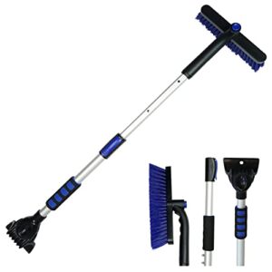 joraky 3-in-1 extendable 31" to 40" car snow ice scraper and snow brush, snow scraper with brush, extendable for car windshield window scraper, car snow brush and ice scraper for car, suv, truck.