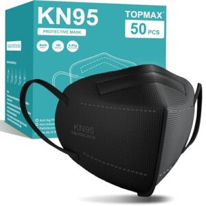 topmax kn95 face masks 50 pack 5-ply breathable filter efficiency≥95% protective cup dust disposable masks against pm2.5 black