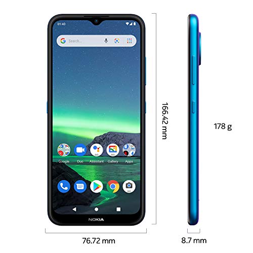 Nokia 1.4 | Android 10 (Go Edition) | Unlocked Smartphone | 2-Day Battery | International Version | 2/32GB | 6.51-Inch Screen | Fjord Blue