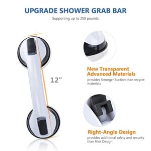 Aladding Shower Handle -12 inch Bathroom Rod, Handles Suction, Grab bar,Over-Blue Lock Safety Suction Cup, Elderly Handle, Auxiliary Supplies（2pcs）, hk-7