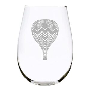 hot air balloon stemless wine glass, 17 oz.