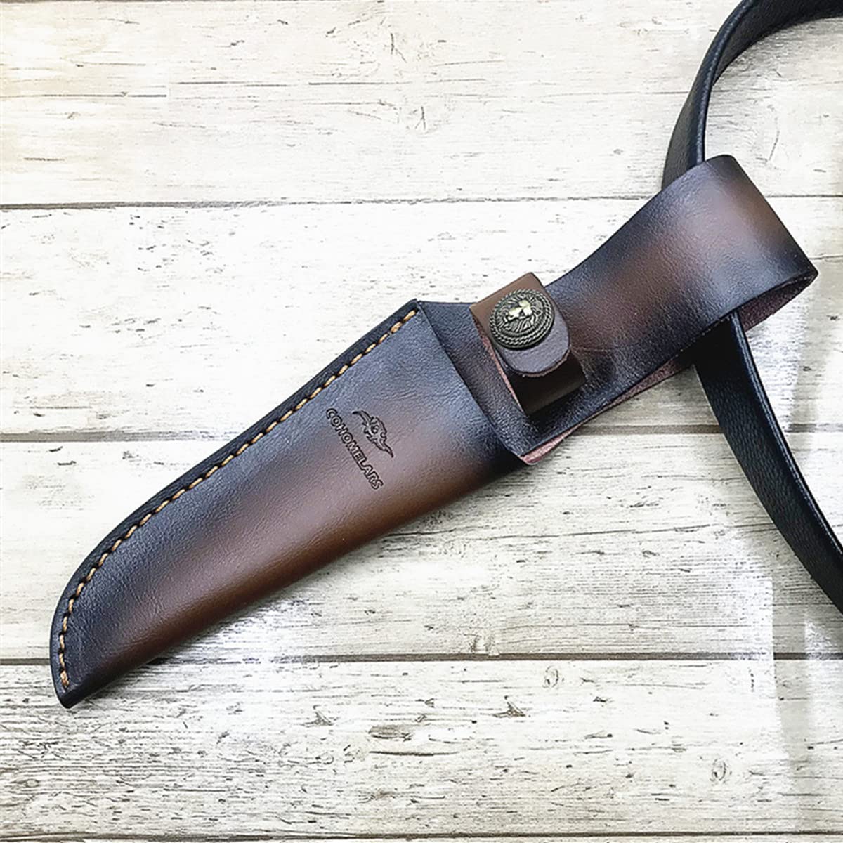 COHOMELARS Straight Knife Sheath Fits up to 6.5'' Blade,Hunting Fixed Blade Leather Knife Holster Brown