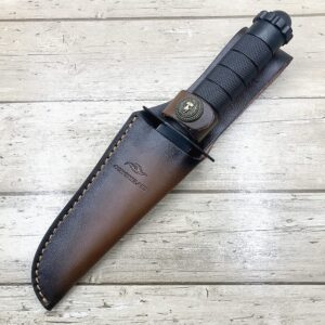 COHOMELARS Straight Knife Sheath Fits up to 6.5'' Blade,Hunting Fixed Blade Leather Knife Holster Brown