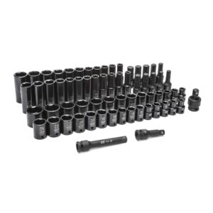 gearwrench 65 piece 1/2" drive standard & deep sae/mm impact socket set - 89095