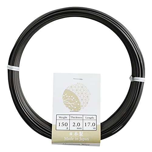 Wazakura 150 gr Black Anodized Aluminum Bonsai Training Wire Made in Japan (2 mm, Black)