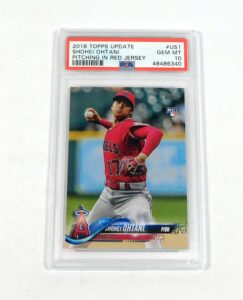 2018 topps update shohei ohtani #us1 rookie pitching red jersey angels psa 10 baseball graded card