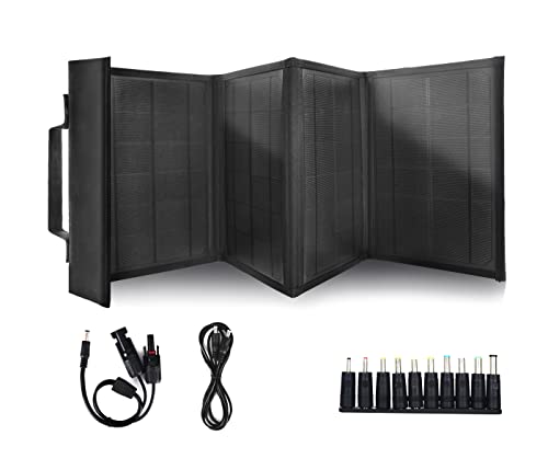 30W Portable Solar Panel, Folding Camping Solar Panel Mobile Charger, DC 12V, USB 2.0 5V, USB3.0 9V Compatible with Solar Generators Power Stations for Camping, Cell Phone, Tablet, RV, Hiking (Black)