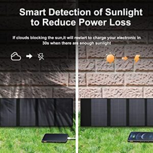 30W Portable Solar Panel, Folding Camping Solar Panel Mobile Charger, DC 12V, USB 2.0 5V, USB3.0 9V Compatible with Solar Generators Power Stations for Camping, Cell Phone, Tablet, RV, Hiking (Black)