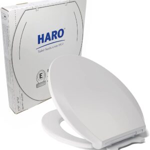 HARO | ELONGATED Toilet Seat | Slow-Close-Seat | Heavy-Duty up to 550 lbs, Quick-Release & Easy Clean, Fast-Fix-Hinge, No-Slip Bumpers, White | Advanced (PP) | 18.5" x 14.5" x 2.32"