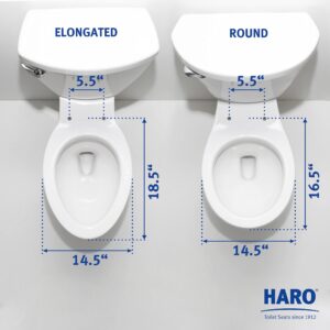 HARO | ELONGATED Toilet Seat | Slow-Close-Seat | Heavy-Duty up to 550 lbs, Quick-Release & Easy Clean, Fast-Fix-Hinge, No-Slip Bumpers, White | Advanced (PP) | 18.5" x 14.5" x 2.32"