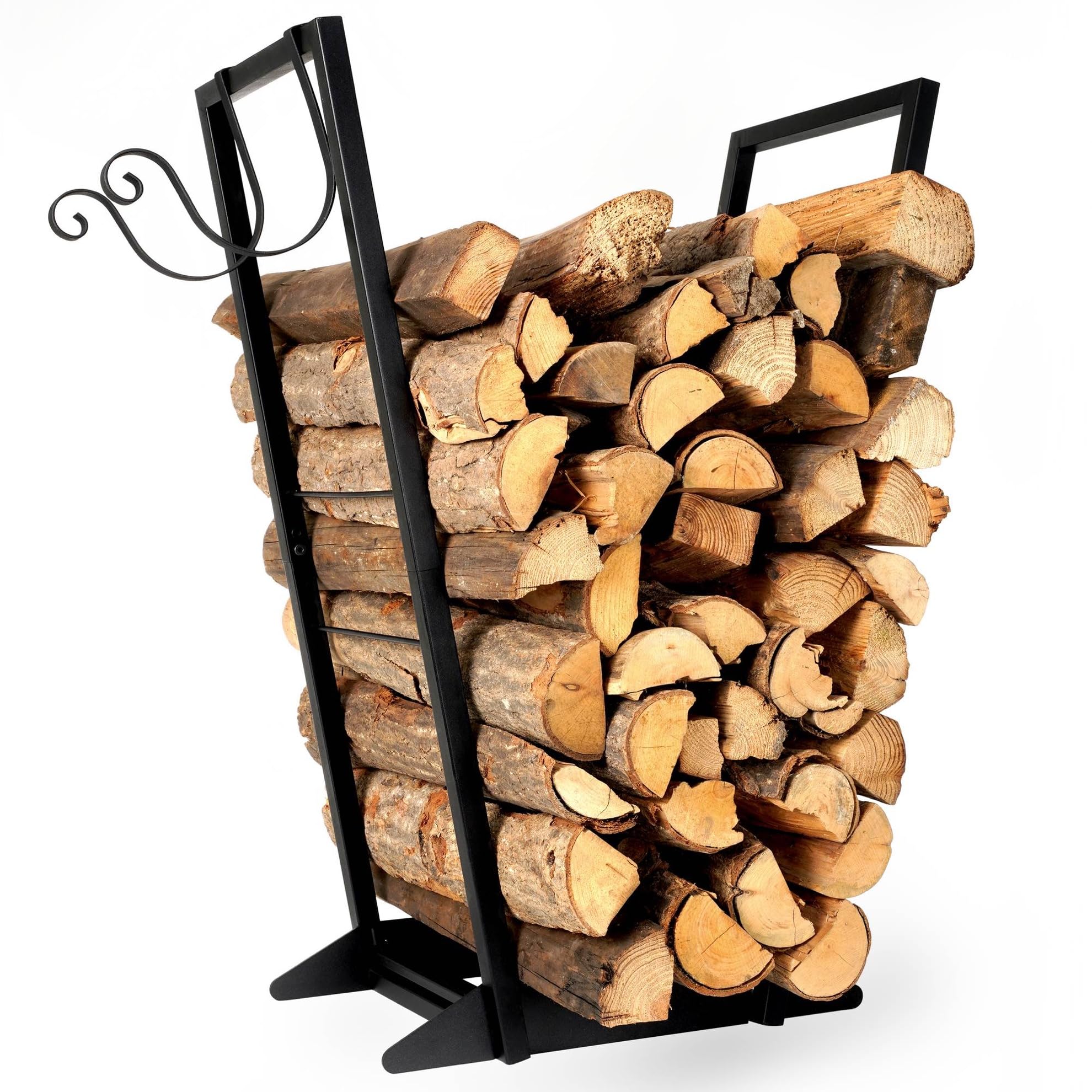 Qiang Ni Firewood Rack Indoor丨 Heavy Duty Firewood Rack Log Holder Rack Indoor Outdoor for Fireplace Wood Storage with Kindling Rack,33Inch