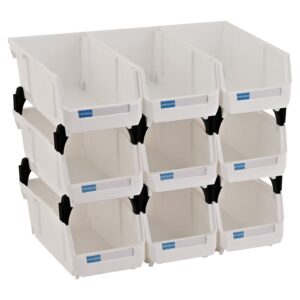 aercana white plastic storage bins wall mounted hanging bins parts storage organizer garage storage bins(pack of 9)