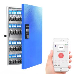 wehere 96 key lock box, smart key cabinet otp share half-remote unlock, security storage lockbox wall mount, app bluetooth/fixed code unlock key management for car dealership/valet/realtor