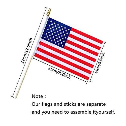 TSMD US American Stick Flags Small Mini USA Hand Held Flags,July 4th Decoration,Veteran Party,Memorial Day,5x8 Inch,12 Pack