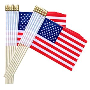 TSMD US American Stick Flags Small Mini USA Hand Held Flags,July 4th Decoration,Veteran Party,Memorial Day,5x8 Inch,12 Pack