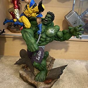 PSA/DNA Authentic Stan Lee & Lou Ferrigno Autograph 23 Inch Limited Edition Marvel Hulk vs Wolverine Statue/Bust #'d /4000