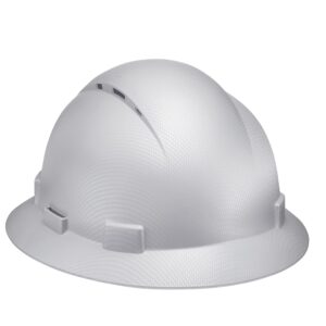 Acerpal Full Brim Vented Light Grey Carbon Fiber Design Matte Finish OSHA Hard Hat with 6-Point Suspension