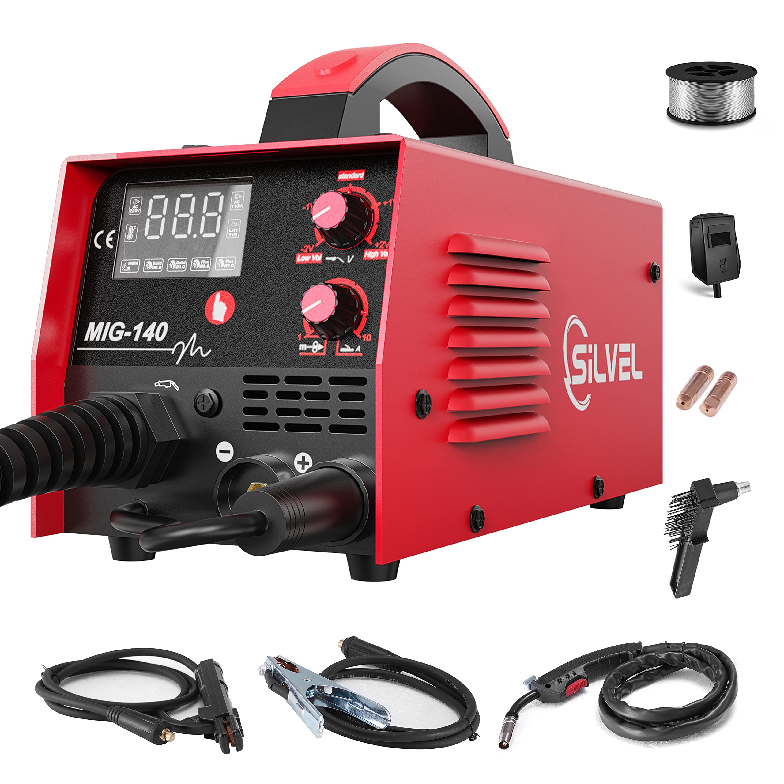 SILVEL MIG Welder 110V, 3 in 1 140A MIG/ARC/Lift TIG Welding Machine, Flux Core Welder with IGBT Inverter, Portable Gas/Gasless Welder Machine for Home Welder