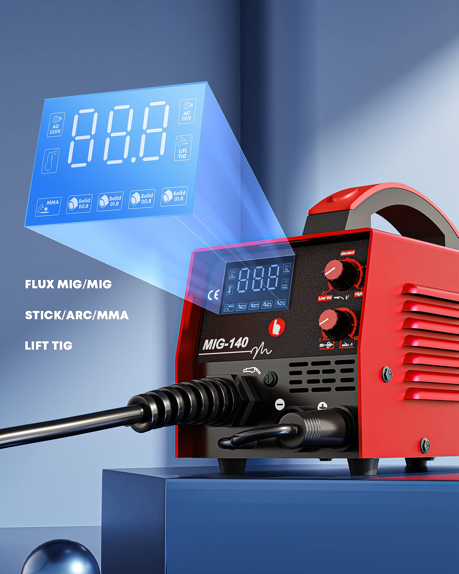 SILVEL MIG Welder 110V, 3 in 1 140A MIG/ARC/Lift TIG Welding Machine, Flux Core Welder with IGBT Inverter, Portable Gas/Gasless Welder Machine for Home Welder