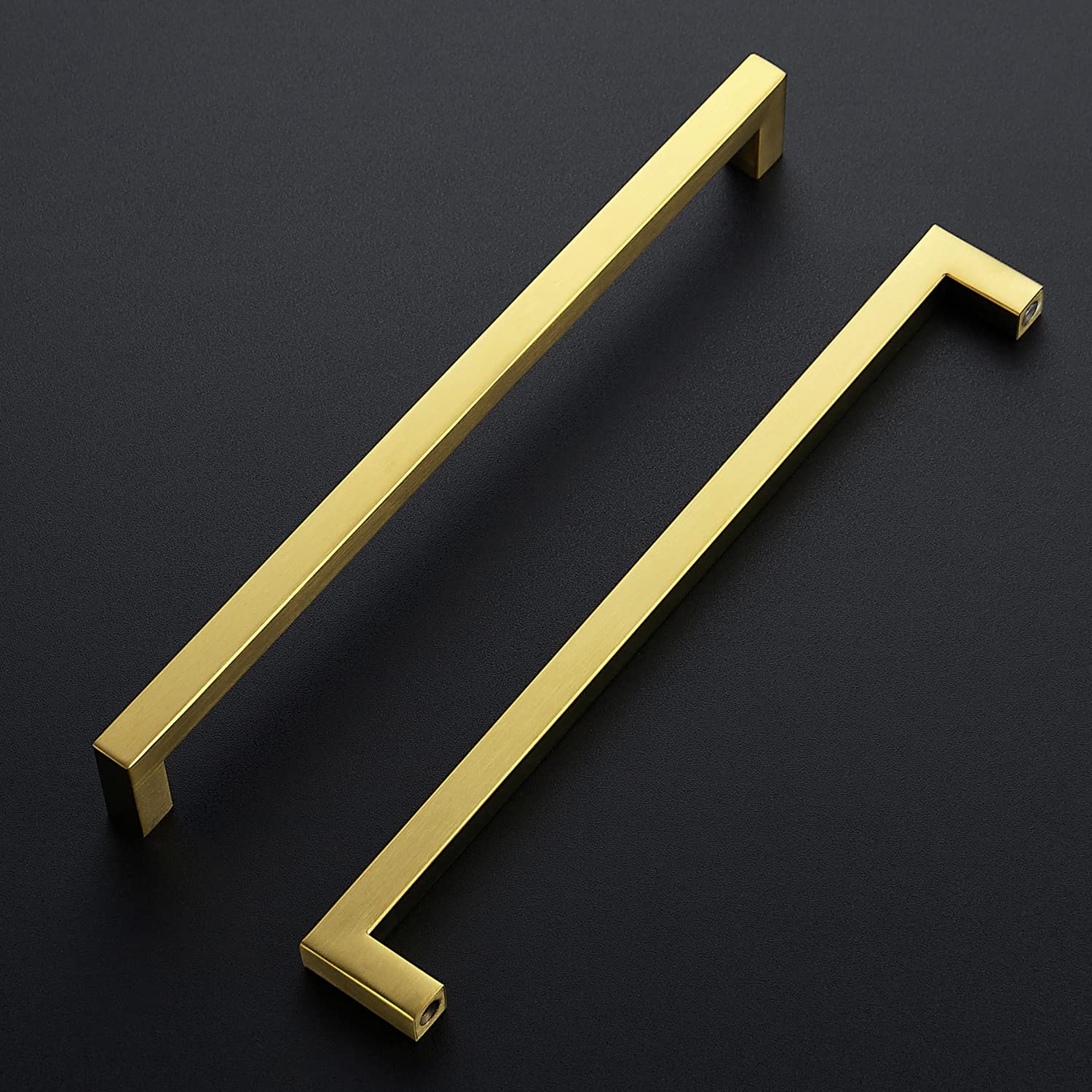 Ravinte 30 Pack Squre Cabinet Pulls 10 Inch Brushed Brass Kitchen Cabinet Handles Gold Kitchen Hardware for Cabinet Drawer Pulls Square Bar Cabinet Pulls Drawer Handles