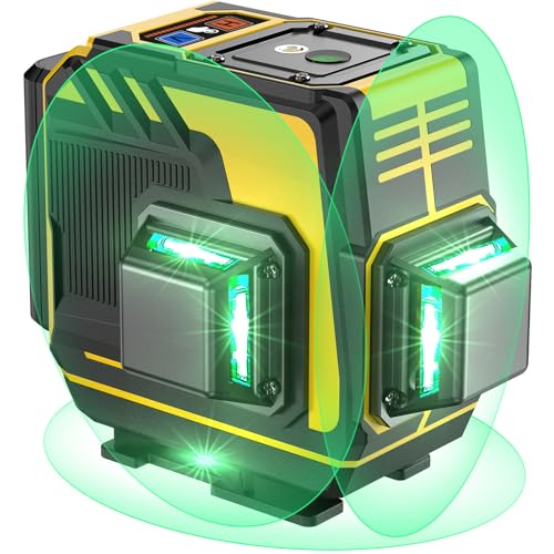 Laser level Self Leveling, Elikliv Laser Level 3x360 3D Cross Line Green Laser Level Line Tool for Picture Hanging Construction, Floor Outdoor Wall Lazer Leveler, Rechargeable