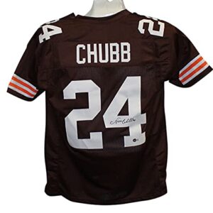 Nick Chubb Autographed/Signed Pro Style Brown XL Jersey BAS