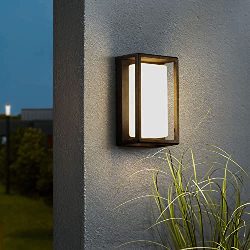 MVBT Modern Outdoor Solar Wall Light, LED Porch Patio Door Entryway Sconce Exterior Fixture Wall Lamp 3000K Landscape Lighting with No Wiring Required