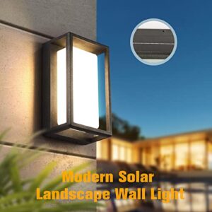 MVBT Modern Outdoor Solar Wall Light, LED Porch Patio Door Entryway Sconce Exterior Fixture Wall Lamp 3000K Landscape Lighting with No Wiring Required