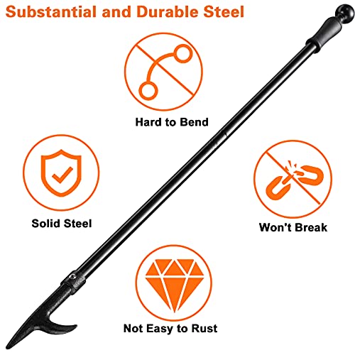 Fire Pit Poker, 46 Inch Extra Long Outdoor Fire Poker for Fireplace, Fire Pit, Campfire, Wood Stove and Indoor Use, Heavy Duty Wrought Steel Campfire Poker Tool, Rust-Resistant Black Finish