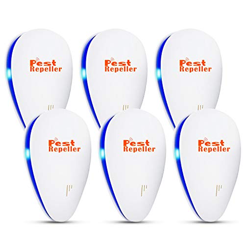 Ultrasonic Pest Repeller 6 Pack, Ultrasonic Pest Repellent, Indoor Pest Control Electronic Plug in, Insect Repellent for Mosquito, Mouse, Cockroaches,Rats,Bug, Spider, Ant, Flies