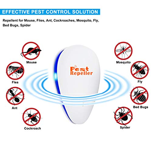 Ultrasonic Pest Repeller 6 Pack, Ultrasonic Pest Repellent, Indoor Pest Control Electronic Plug in, Insect Repellent for Mosquito, Mouse, Cockroaches,Rats,Bug, Spider, Ant, Flies