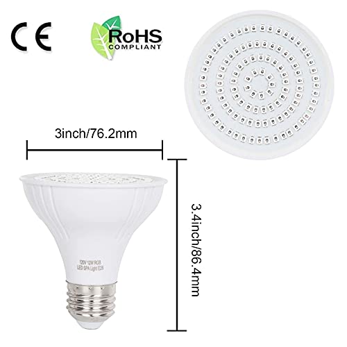 XIUBE 120V LED RGB SPA Light 12W Color Bulb for Hot Tub/Inground SPA/Underwater Swimming Pool PAR20 E26 Base Replace up to 100W-300W Pentair & Hayward Fixtures Remote Switch Control