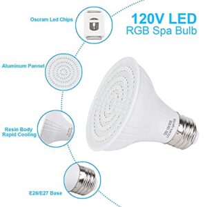 XIUBE 120V LED RGB SPA Light 12W Color Bulb for Hot Tub/Inground SPA/Underwater Swimming Pool PAR20 E26 Base Replace up to 100W-300W Pentair & Hayward Fixtures Remote Switch Control