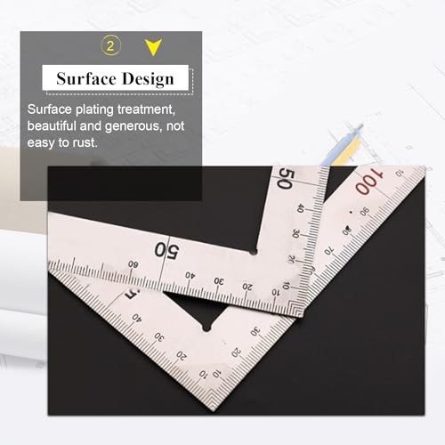 Heyiarbeit 5.9"x11.81" L Shaped Ruler Carpenters Square Framing Ruler Stainless Steel Right Angle Ruler 90 Degree Square L Ruler for Engineer Woodworking Measuring Tools Auxiliary Marking 1Pcs