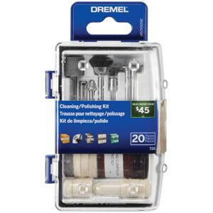 Dremel 726-01 Cleaning & Polishing Rotary Tool Accessory Kit with Storage Case, 20-Piece Set - Includes Buffing Wheels, Polishing Bits, and Compound