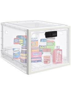 lockable box, medicine lock box for safe medication, clear lockable storage box for medicine, food and home safety, lockable storage bin, refrigerator storage bins…