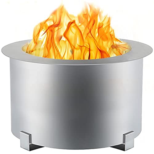 VEVOR Smokeless Fire Pit, 21.5 inch Outer Diameter / 15.6 Inner Diameter Stove Bonfire, Stainless Steel Smokeless Fire Bowl, Portable Wood Burning Fire Pit for Picnic Camping Parties