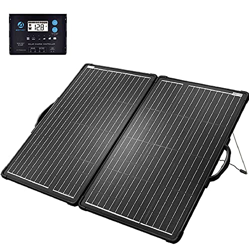 ACOPOWER 200W Mono Lightweight Portable Solar Panel Kit, 2x100W Solar Suitcase, Waterproof 20A 12V/24V LCD Charge Controller for Both 12V Battery and Generator (New Launched), Black, (HY-PLK-200W20A)