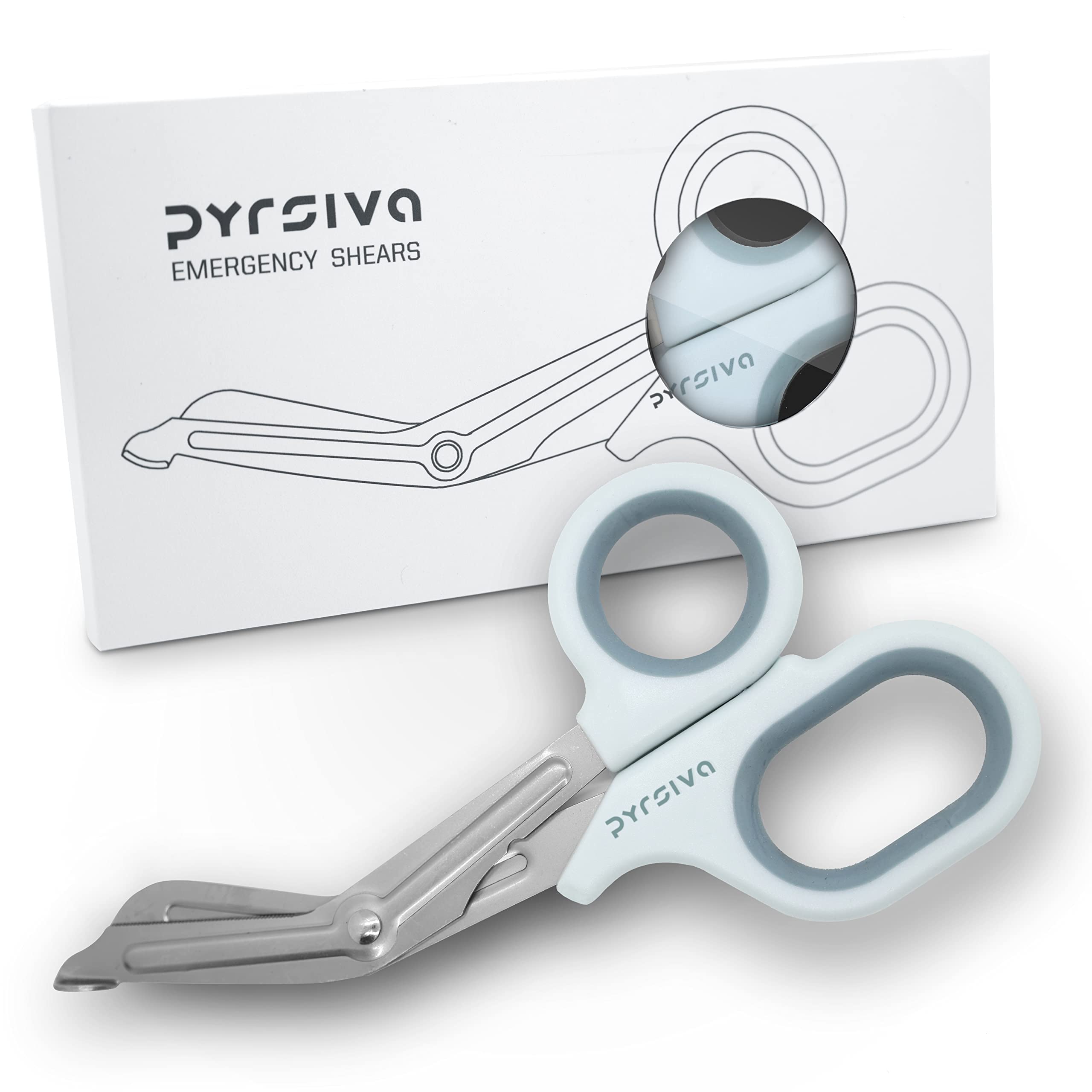 Professional-Grade Emergency Trauma Shears by PYRSIVA MEDICAL | Durable Titanized Blades, Rubberized Grips | For Nurses, EMTs, paramedics, physicians and vets