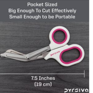 Professional-Grade Emergency Trauma Shears by PYRSIVA MEDICAL | Durable Titanized Blades, Rubberized Grips | For Nurses, EMTs, paramedics, physicians and vets