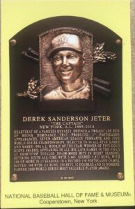 derek jeter stamped and canceled hall of fame gold plaque postcard