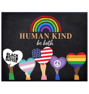 hate has no home here flag sign - african american wall art home decor - black lives matter, lgbtq civil rights poster home room decor - gift for queer, gay, bi, lesbian, latino, liberal democrats