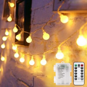 yoyonacy battery operated string lights bedroom - 52ft 2 pack 120 led powered string lights waterproof 8 modes with remote and timer for indoor outdoor wedding decor camping, warm white