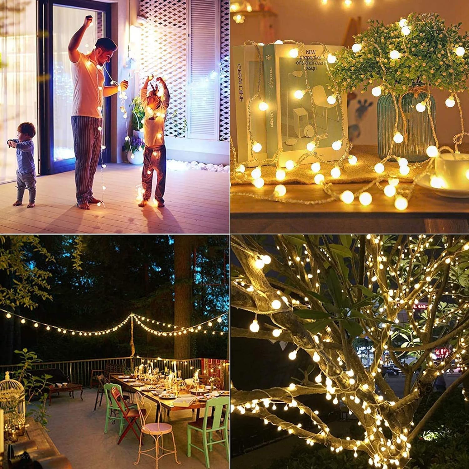 YOYONACY Battery Operated String Lights Bedroom - 52FT 2 Pack 120 LED Powered String Lights Waterproof 8 Modes with Remote and Timer for Indoor Outdoor Wedding Decor Camping, Warm White