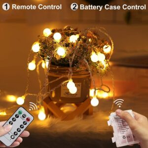 YOYONACY Battery Operated String Lights Bedroom - 52FT 2 Pack 120 LED Powered String Lights Waterproof 8 Modes with Remote and Timer for Indoor Outdoor Wedding Decor Camping, Warm White