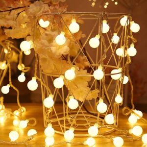 YOYONACY Battery Operated String Lights Bedroom - 52FT 2 Pack 120 LED Powered String Lights Waterproof 8 Modes with Remote and Timer for Indoor Outdoor Wedding Decor Camping, Warm White