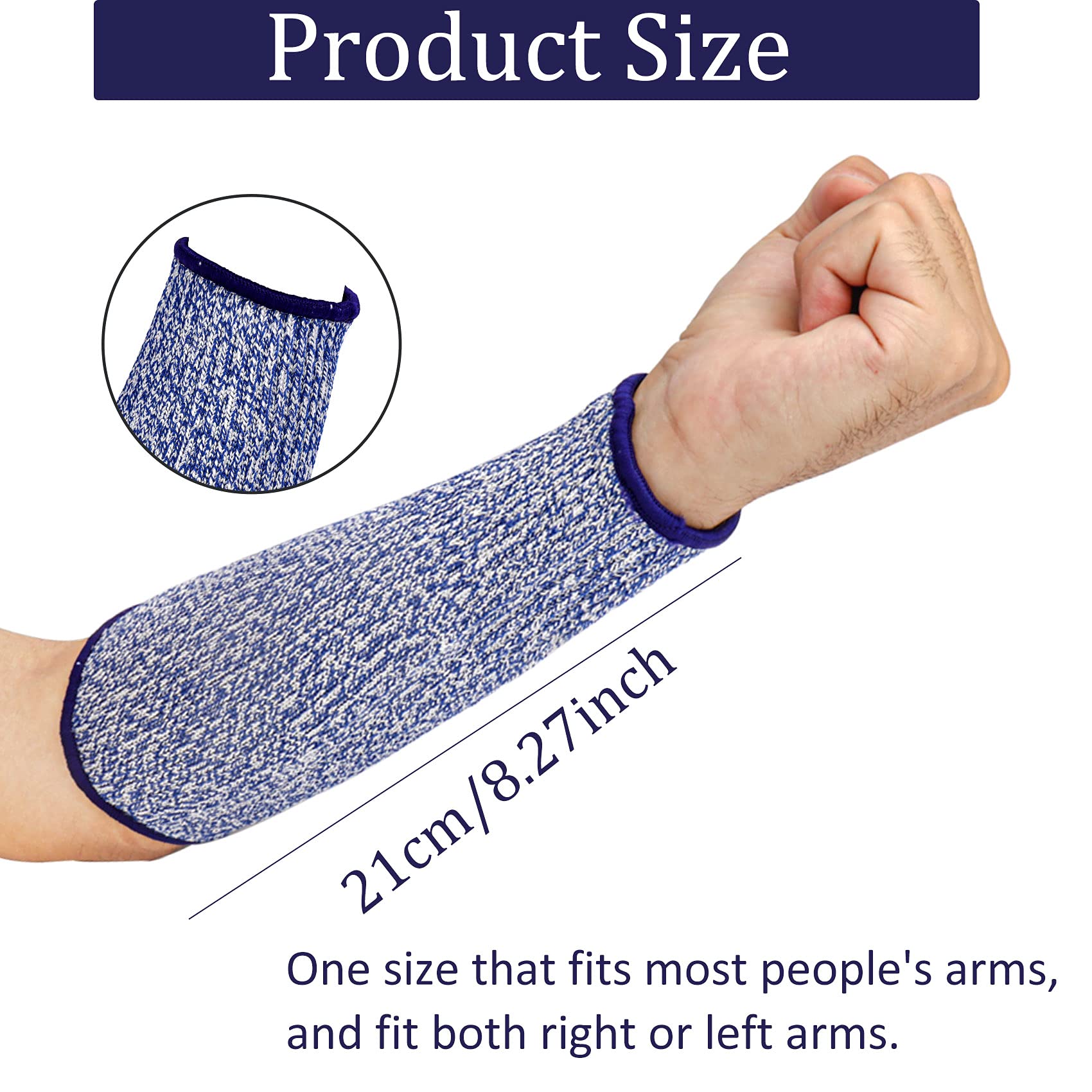 5 Pairs Cut Resistant Arm Sleeve Forearm Protection Sleeves Level 5 Protection Bite-Proof Arm Protectors Safety Arm Guard for Men Women(21CM)