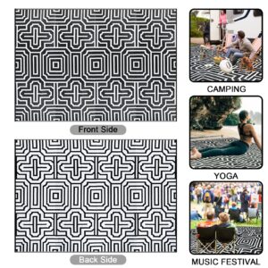 Plastic Straw Rug, Patio Rug Outdoor,RV Rug ,Reversible mats, Large Floor Mat and Rug for Outdoors, RV, Patio, Backyard, Deck, Picnic, Beach, Trailer, Camping (Black, 9x12)… (Black)