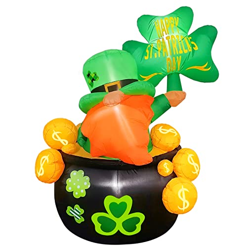 Bunny Chorus 5.3 Ft Inflatable Leprechaun with LED Lights St Patrick's Day Inflatables Outdoor Decorations Irish Themed Inflatable Gnome for Home Indoor Outdoor Yard Lawn Garden