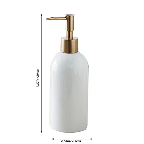 Gold Refillable Dish Soap Dispenser for Kitchen Sink,Hand Soap Dispenser Bottle for Bathroom Countertop Sink, White Simple Modern Lotion Pump Bottle (420ml) for Laundry Dishwashing Soap Cream Liquid